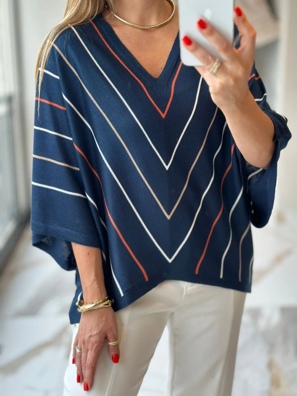 Blusa Feminina Modal Marinho Listrado Luna - Rosa Maria