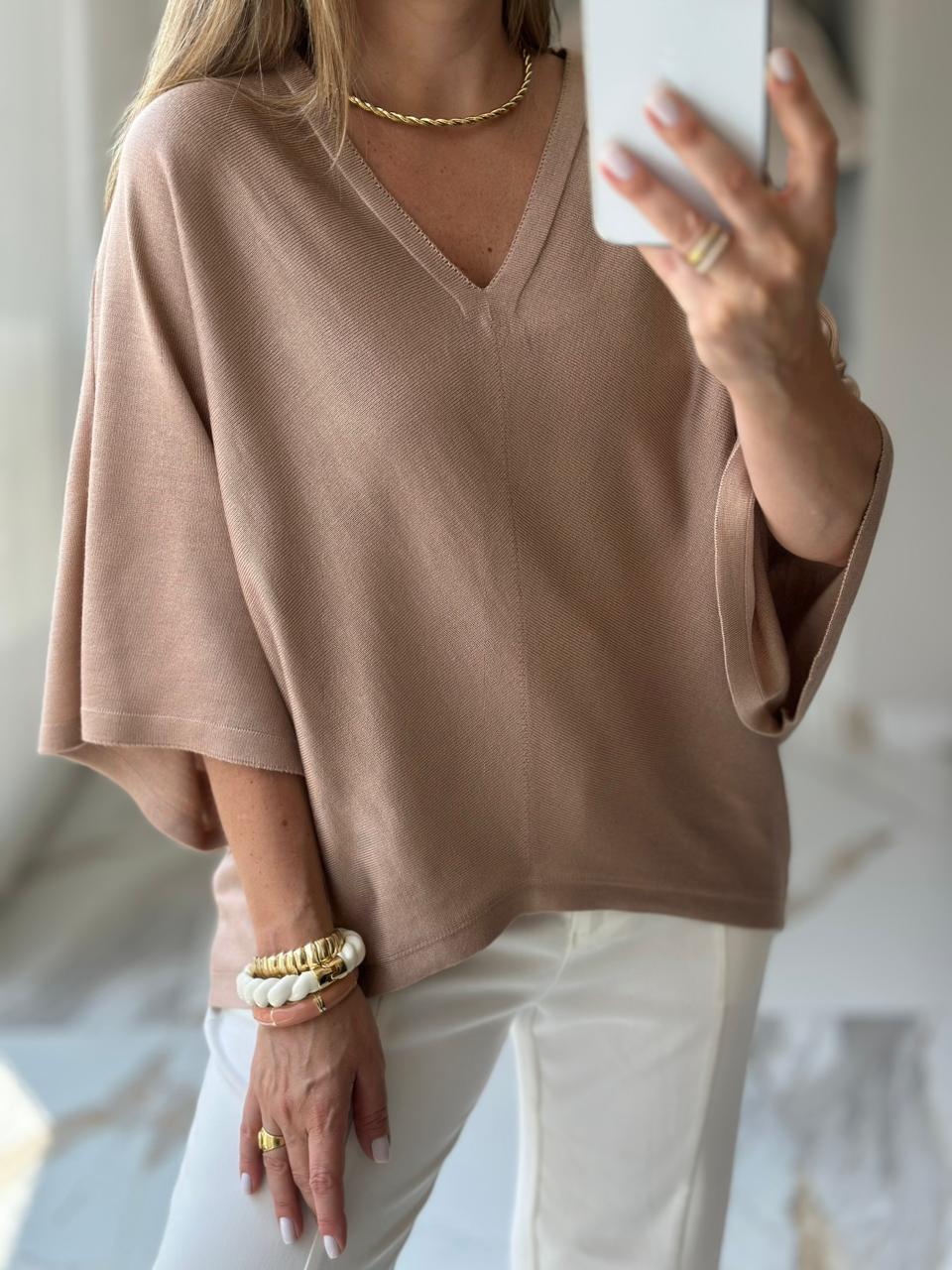 Blusa Feminina Modal Bege Luna - Rosa Maria