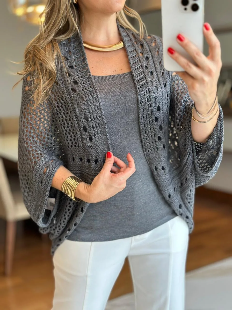 Kimono Fio Nobre Manoela Cinza - Rosa Maria