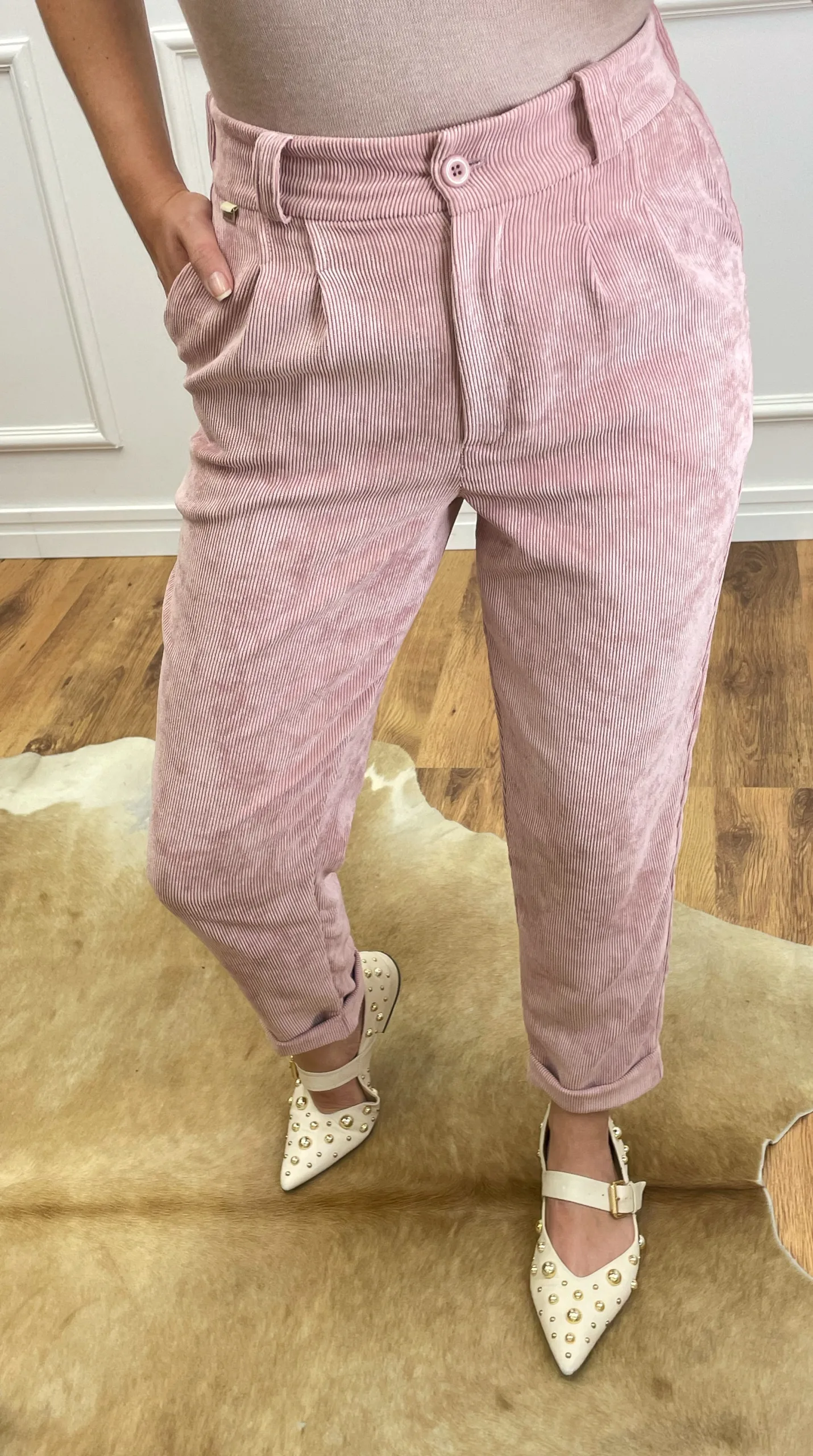 Calça Biamar Veludo Cotele Rosa - Rosa Maria